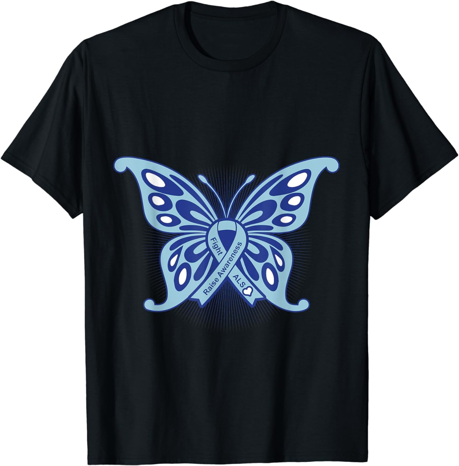 ALS Disease Awareness T-Shirt. Blue Ribbon Gift - Walmart.com