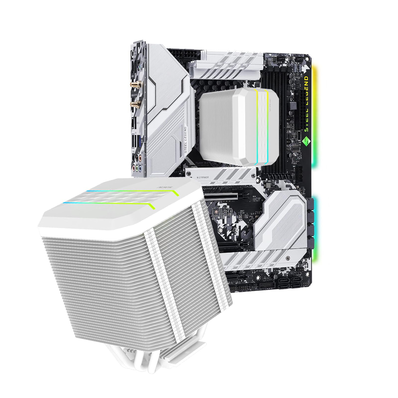 ALSEYE M90 White CPU RRF12 Cooler, Dual Tower CPU Air Cooler,Top Cover ...