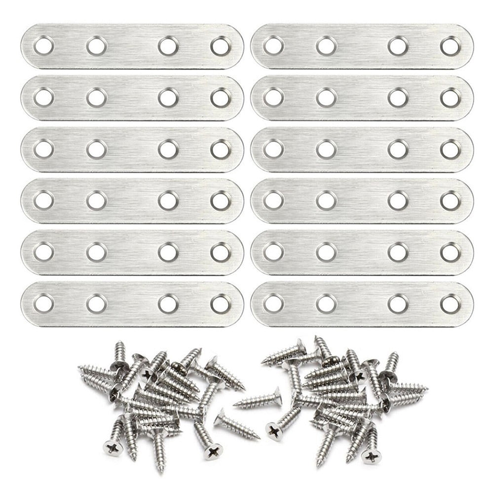 ALSLIAO 12pcs Stainless Steel Heavy Duty Straight Flat Plate Bracket ...