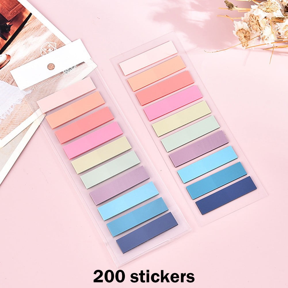 ALSLIAO 200 Colorful Transparent Sticky Notes Self-Adhesive Book Marker ...