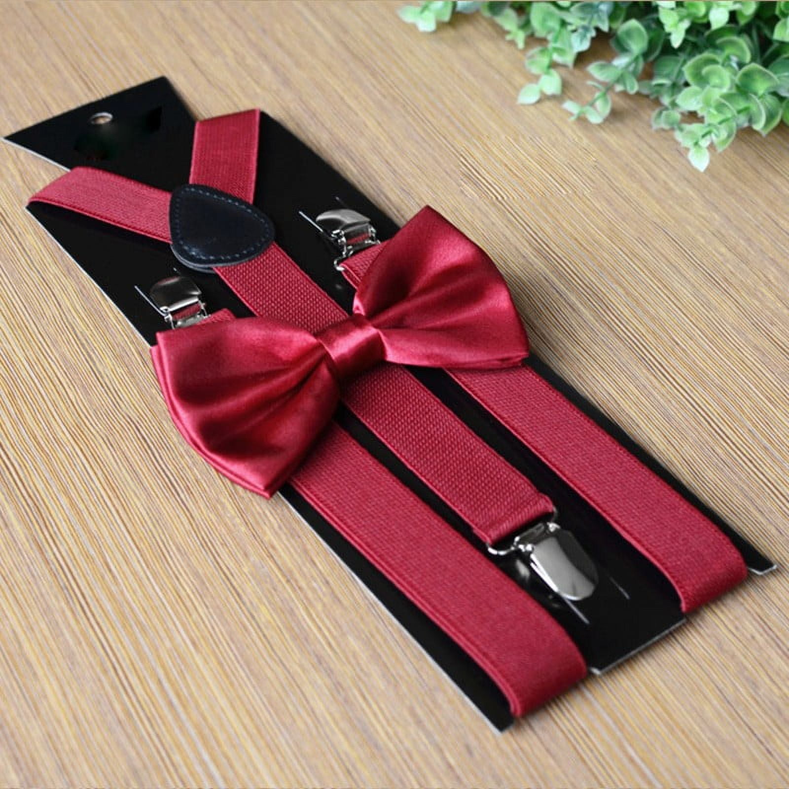 ALSLIAO Men Matching Suspenders Braces Bow Tie Combo Sets Fancy Costume ...