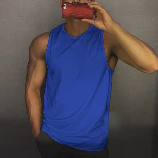 ALSLIAO Mens Tank Top Muscle Gym Sleeveless Plain T-Shirts Tee A-Sports ...