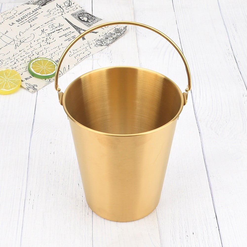 ALSLIAO Stainless Steel Small Ice Bucket with Handles Chip Cup Snack ...