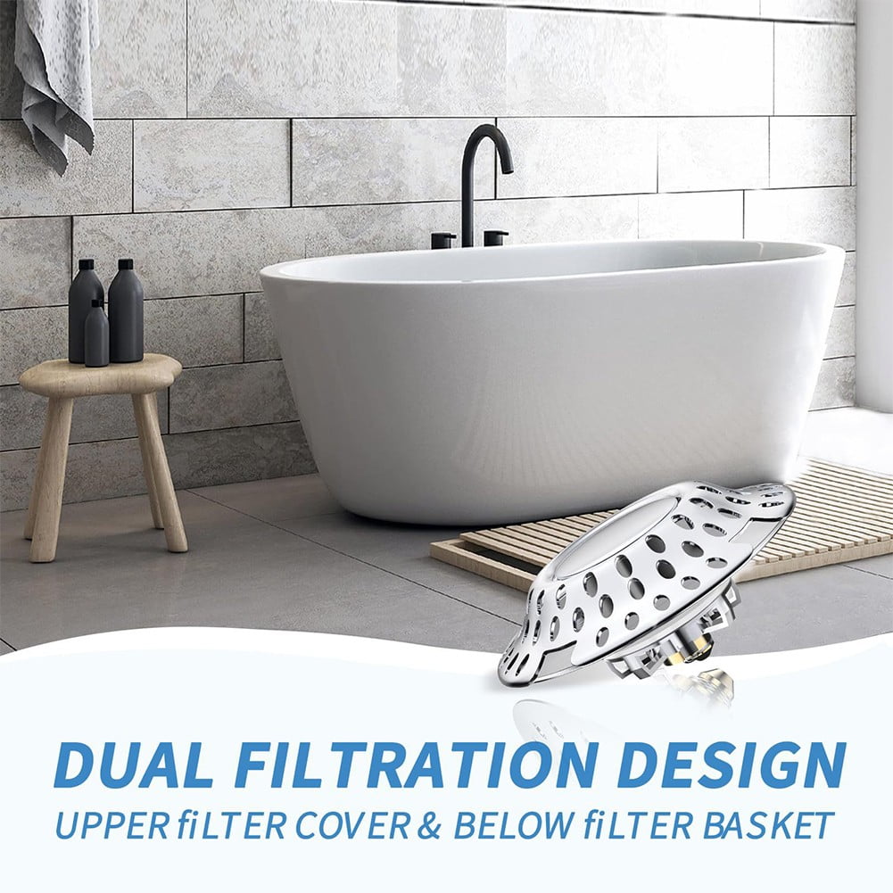ALSLIAO Upgrade 2 In 1 Bathtub Stopper Hair Catcher Anti-Clogging ...