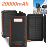 ALSO GO 20000mAh Solar Charger, Solar Power Bank with 4 Foldable Panels ...