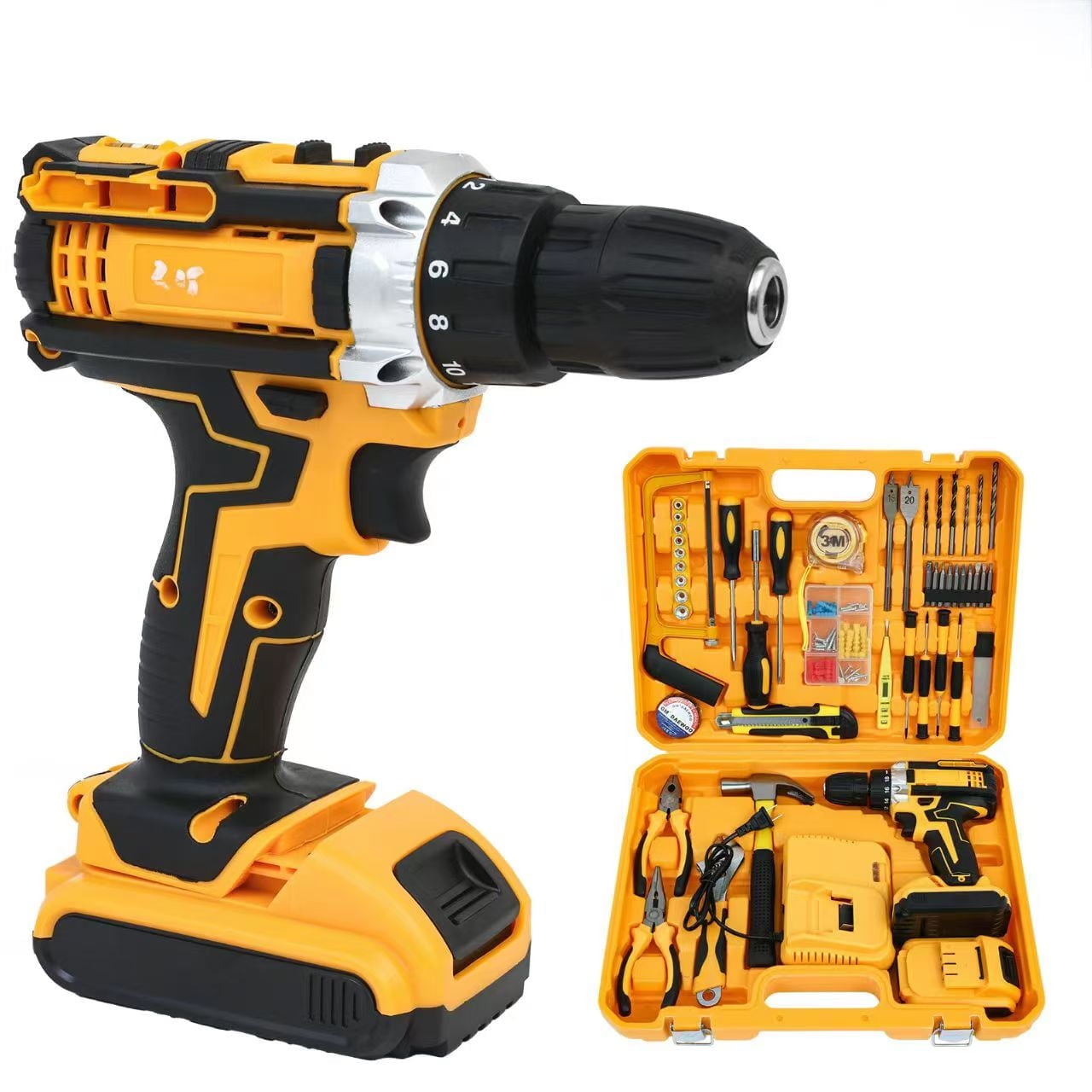 ALSO GO 21V Cordless Drill Set, Impact Drill Tool Kit with Drill Bits ...