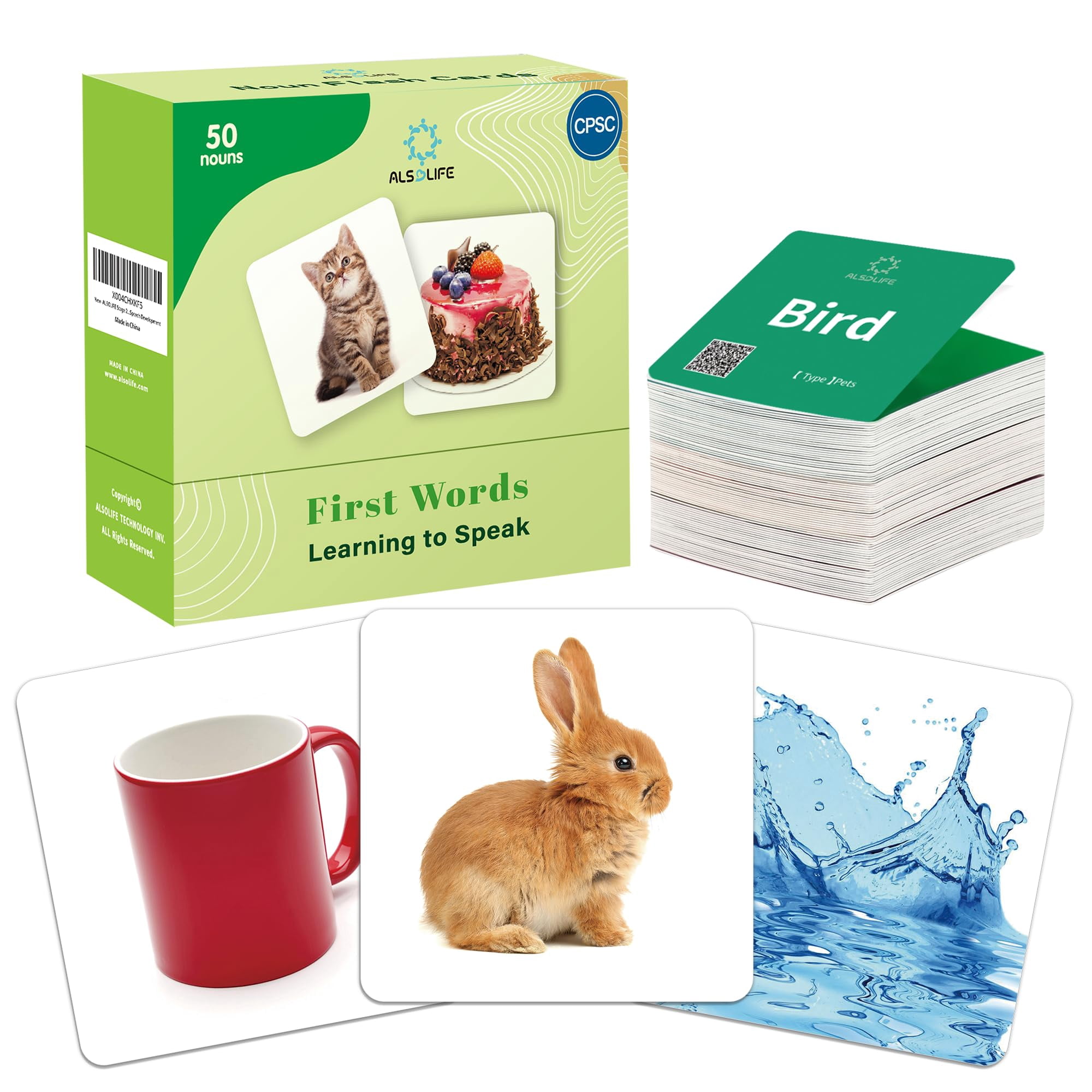 ALSOLIFE 50 First Words IFF17 Noun Flash Cards 2-3| Fun Videos& Real ...