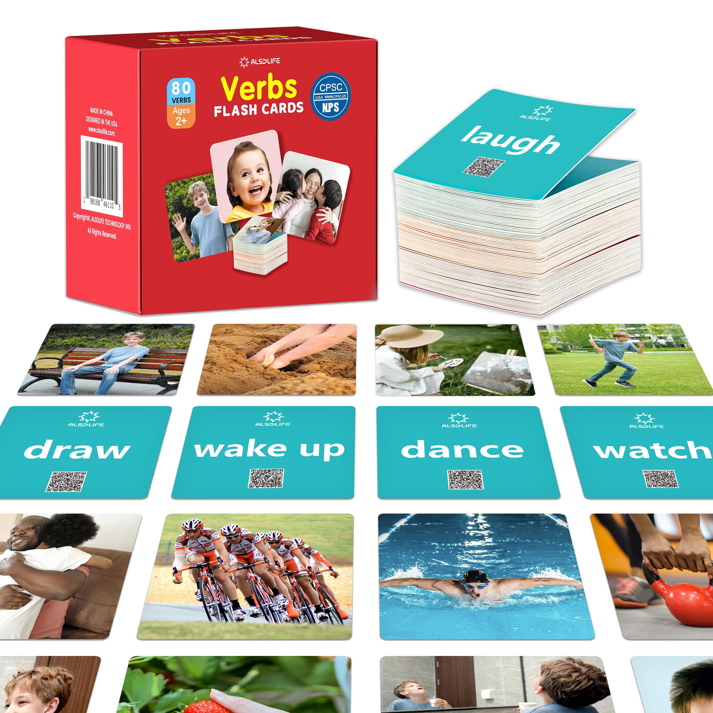 ALSOLIFE 80 Verb Cards RRF12 with Videos| Verb Flash Cards for Speech ...