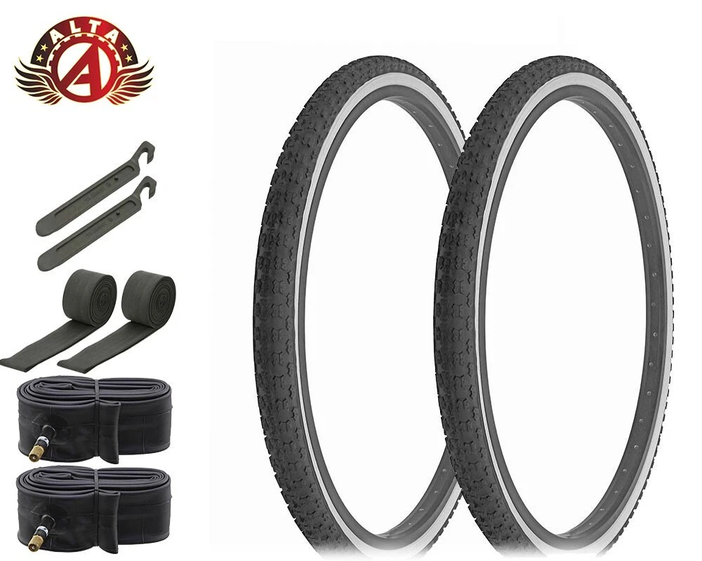 ALTA Bicycle 26"x1.75" Comp III Black/White A-143G (2) Tires,Tube,Lever ...