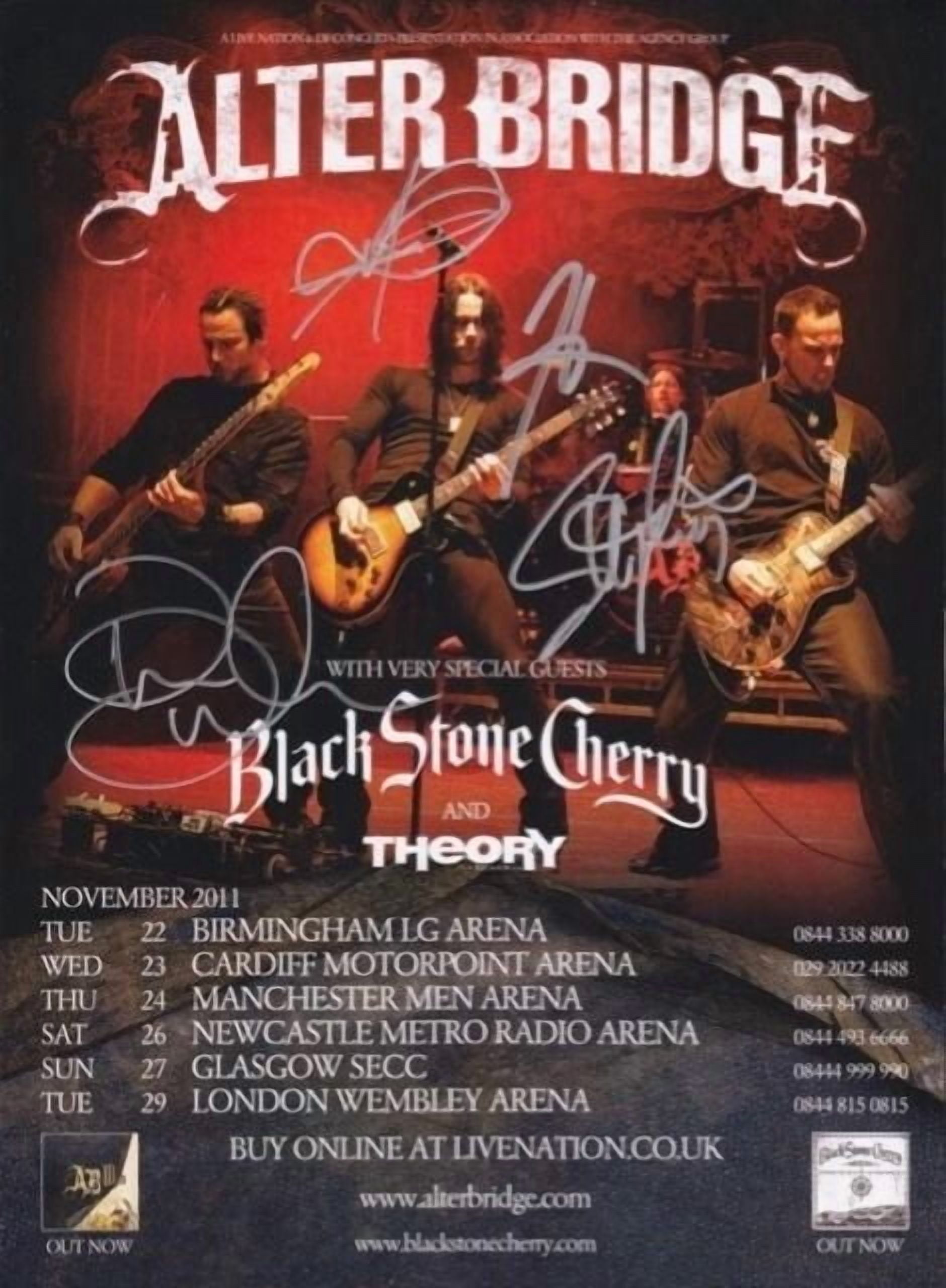 ALTER BRIDGE ENTIRE GROUP AUTOGRAPHED SIGNED POSTER REPRINT - Vintage ...