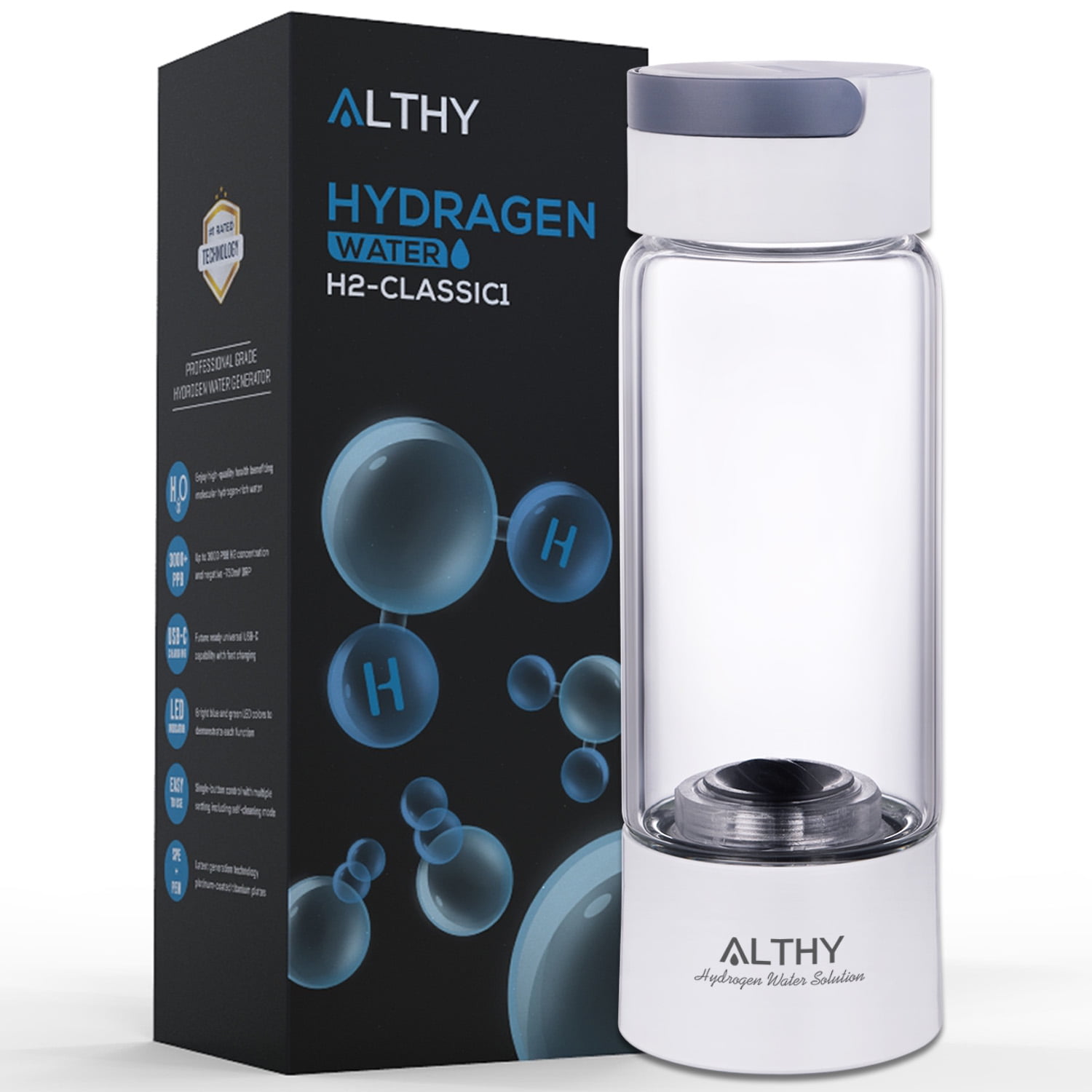 ALTHY Hydrogen Water Bottle,Hydrogen Water Generator Machine - Glass ...