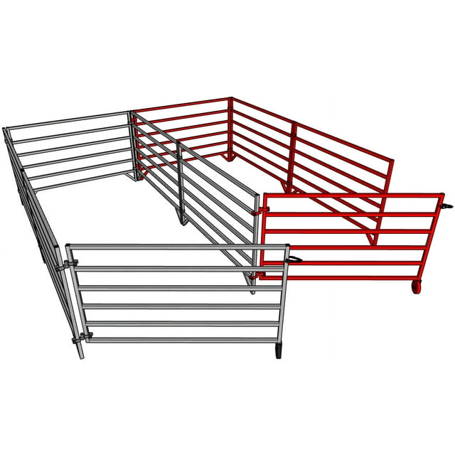 ALUMINUM 5 FT X 10 FT 6 RAIL 40" TALL SHEEP & GOAT ADD-ON STALL KIT ...