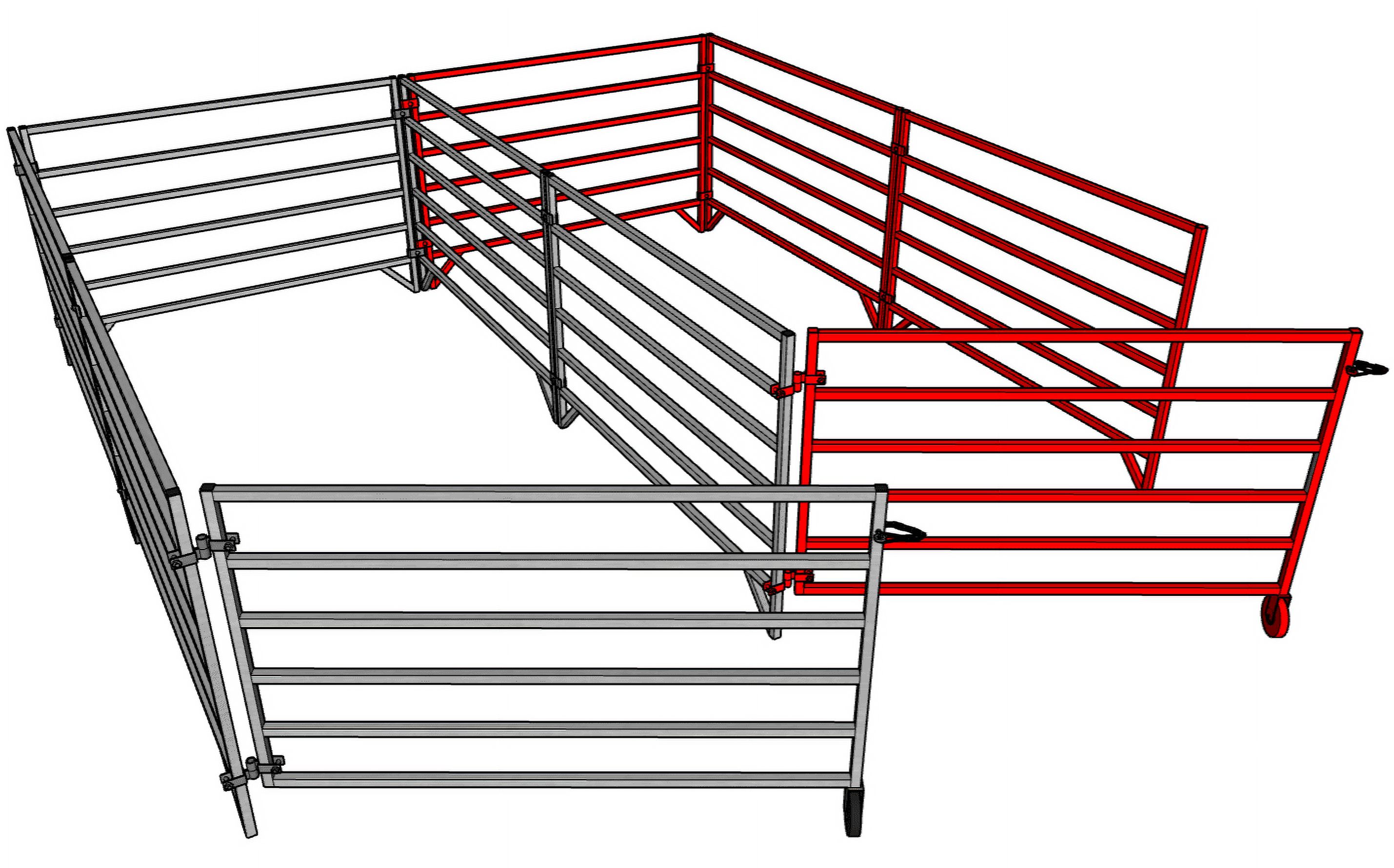 ALUMINUM 5 FT X 10 FT 6 RAIL 40" TALL SHEEP & GOAT ADD-ON STALL KIT ...