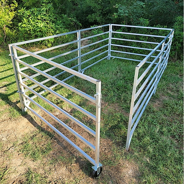 ALUMINUM 5 FT X 10 FT 6 RAIL 40" TALL SHEEP & GOAT STALL KIT PANEL PEN ...
