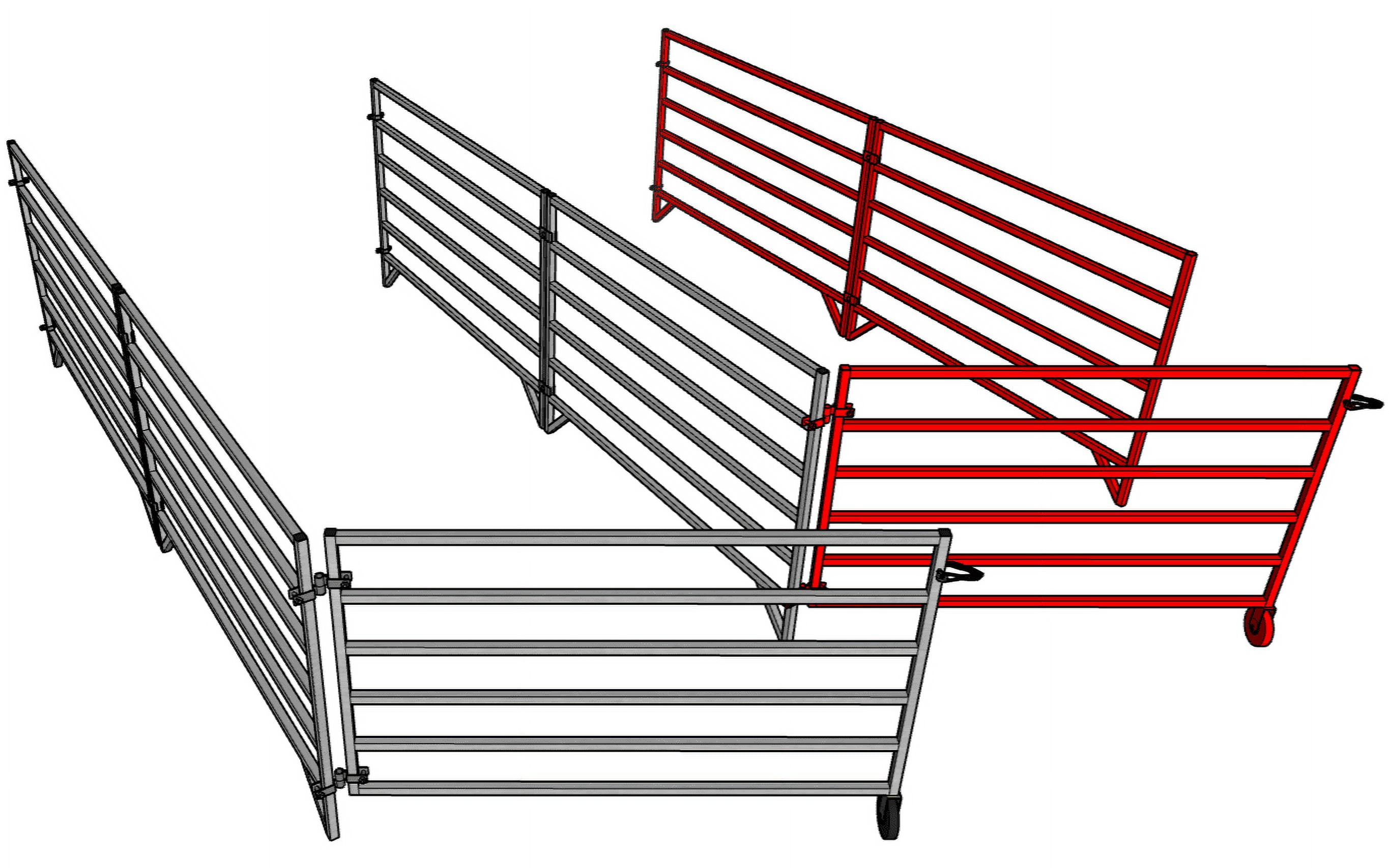ALUMINUM 5 FT X 10 FT 6 RAIL 40" WALL-MOUNTED ADD-ON SHEEP & GOAT STALL ...