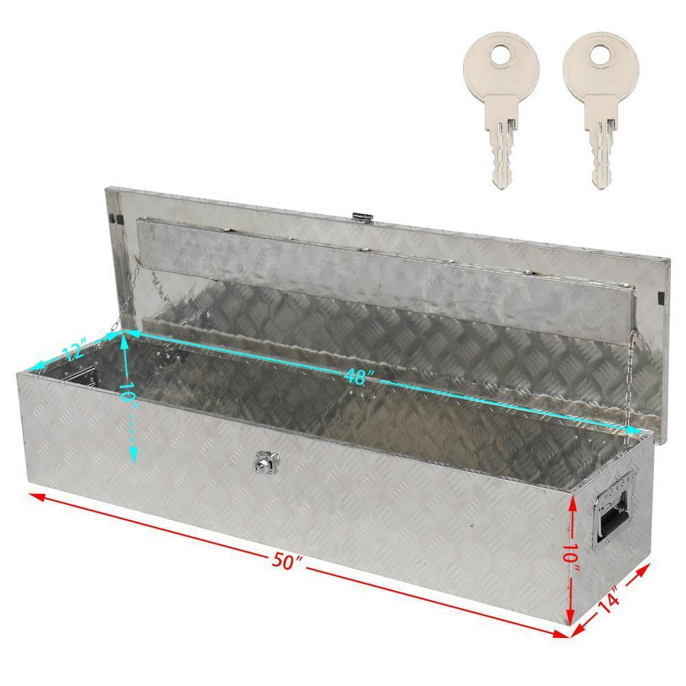 ALUMINUM PICKUP TRUCK TRUNK BED TOOL BOX TRAILER STORAGE+LOCK & KEY ...