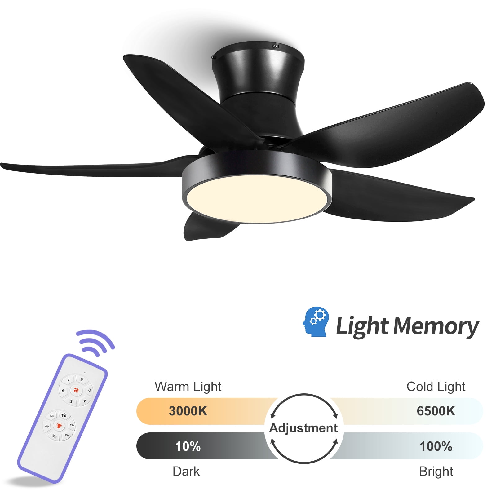 ALUOCYI 42inch Indoor Electric Ceiling Fan with Lights and Remote ...