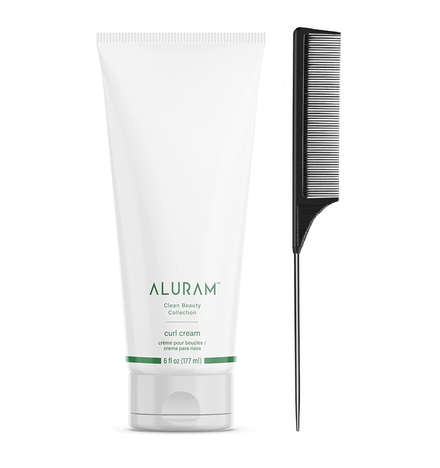 ALURAM Hair Curl Cream 6 fl oz with Free Tail Combs, Nourishes & Boosts ...