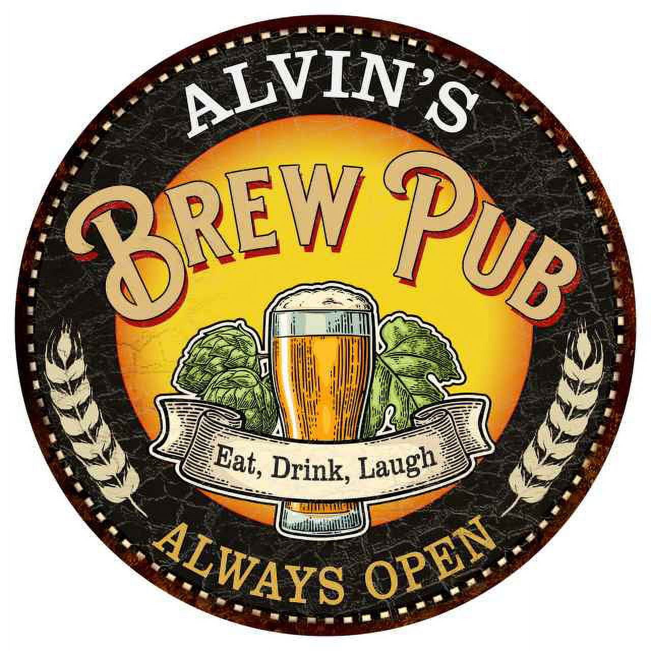 ALVIN'S Beer Pub Man Cave Metal Sign Home Wall Decor 14 inch Round ...
