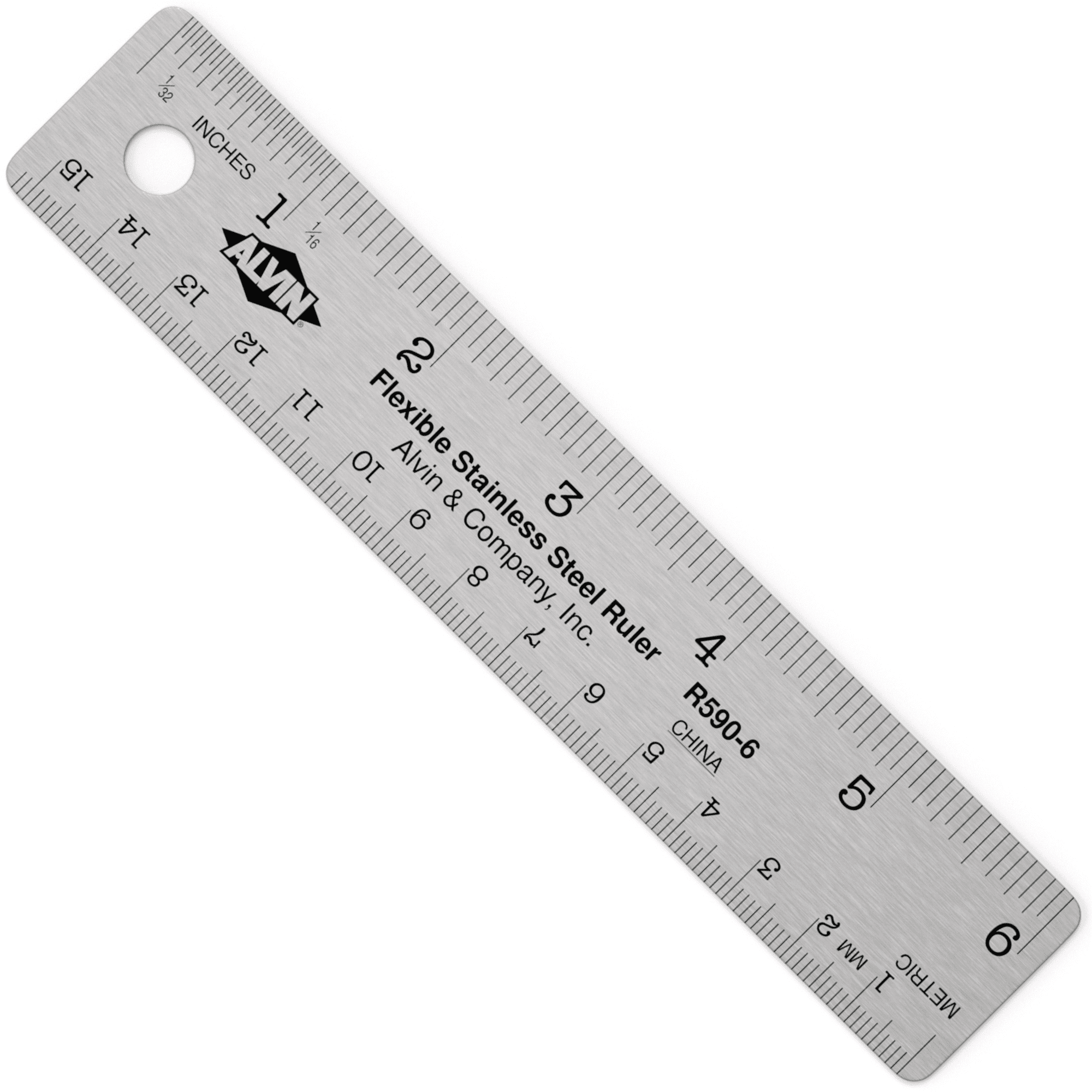 ALVIN Stainless Steel Ruler 6 Inches Model R590-6 Drawing and Design Tool for Students and ...