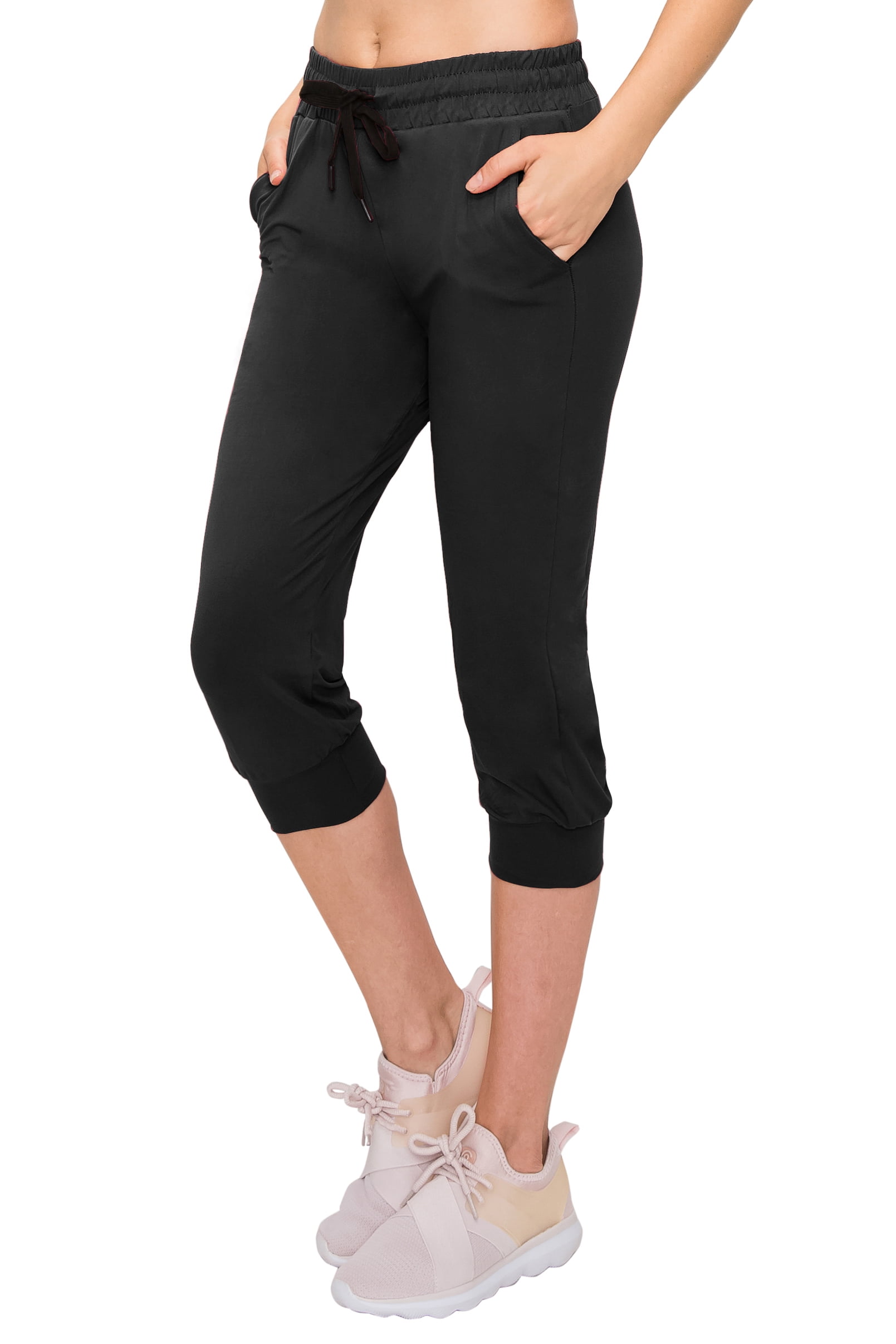 ALWAYS Women's Premium Soft Lightweight Capri Jogger Sweatpants Black ...