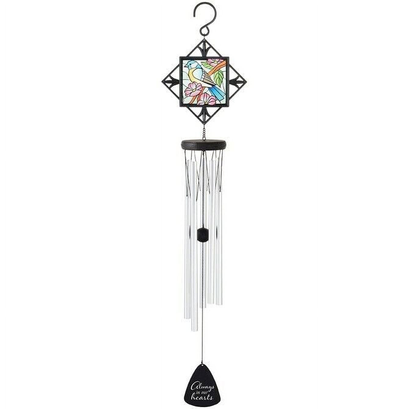 "ALWAYS IN OUR HEARTS" Bluebird Memorial Stained Glass 30" Wind Chime ...