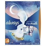 ALWAYS Infinity, Size 4, Overnight Sanitary Pads with Wings, Unscented ...