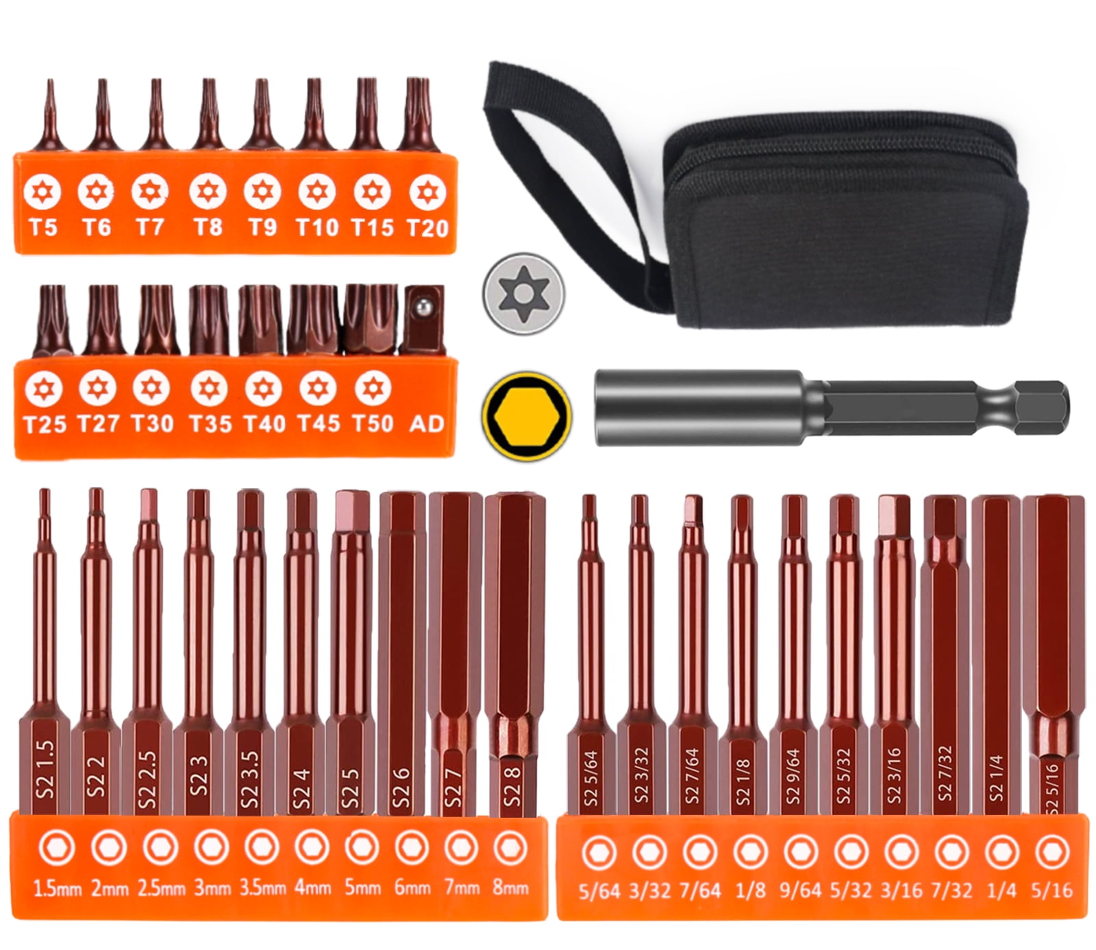 ALWORKKIT 38-Piece Tamper-proof Torx Bit Set, Hex Head Allen Wrench ...