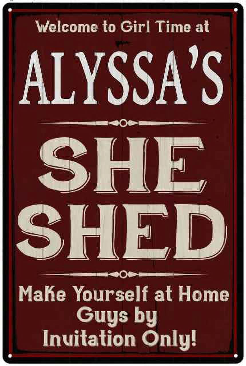 ALYSSA'S She Shed Red Sign Lady Cave 12 x 18 Matte Finish Metal ...