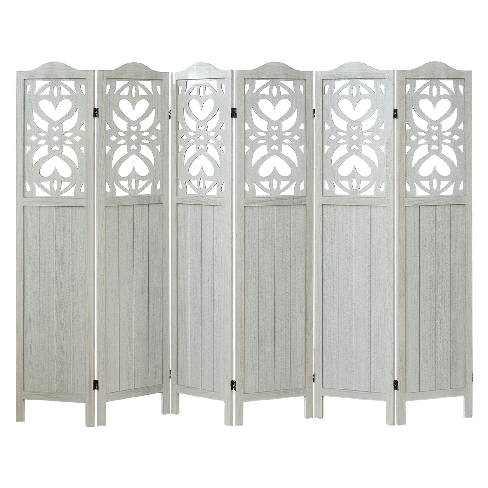 Aleesing 6 Panel Carved Room Divider, 5.6Ft Wood Fold Privace Screen ...