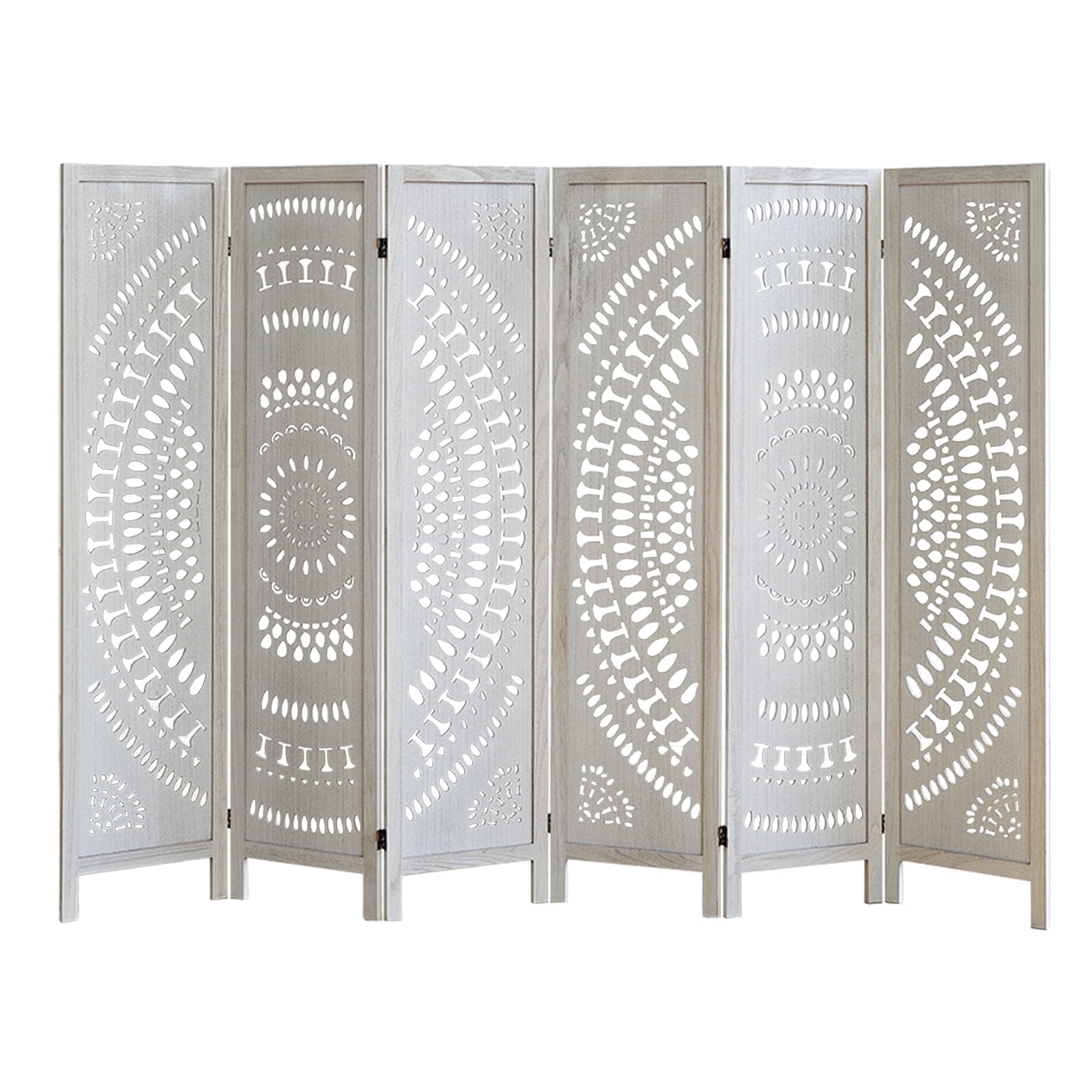 Aletheiawu 6 Panel Wood Carved Boho Room Dividers and Folding Screens ...