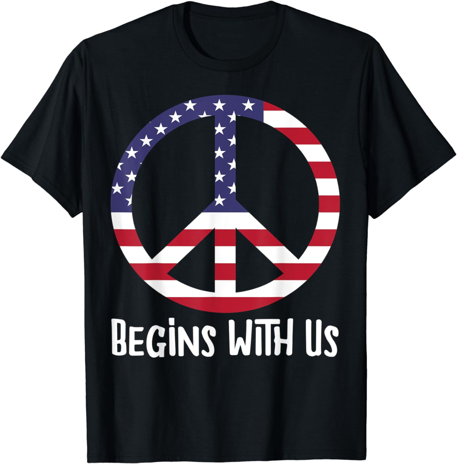 AM American Peace Sign: Peace Begins With Us Symbol T-Shirt - Walmart.com