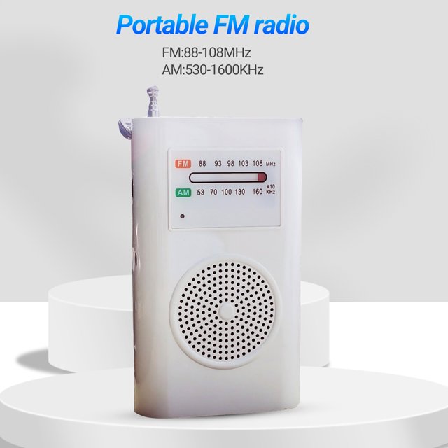 AM FM Radio Handheld Stable Signal White AA Battery Operated Portable ...