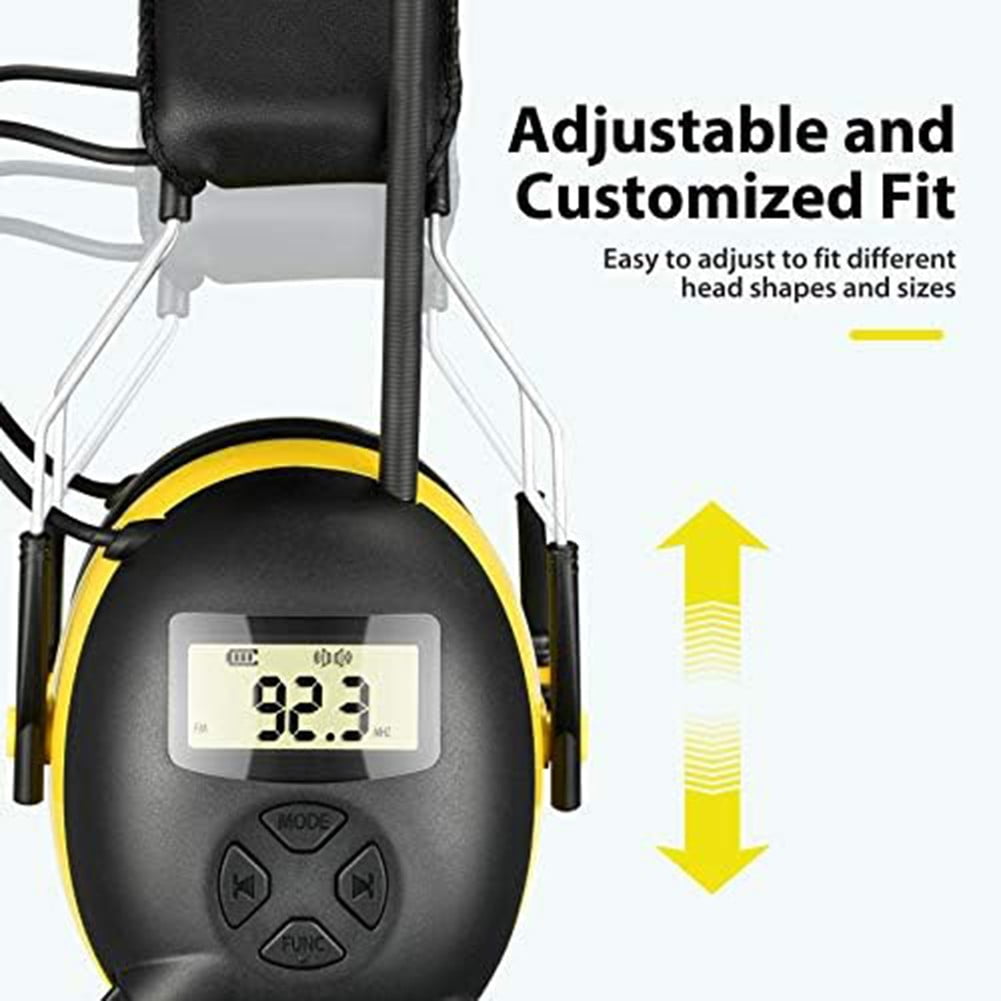 AM/FM Radio Headphones with Digital Display Hearing Protection Safety ...