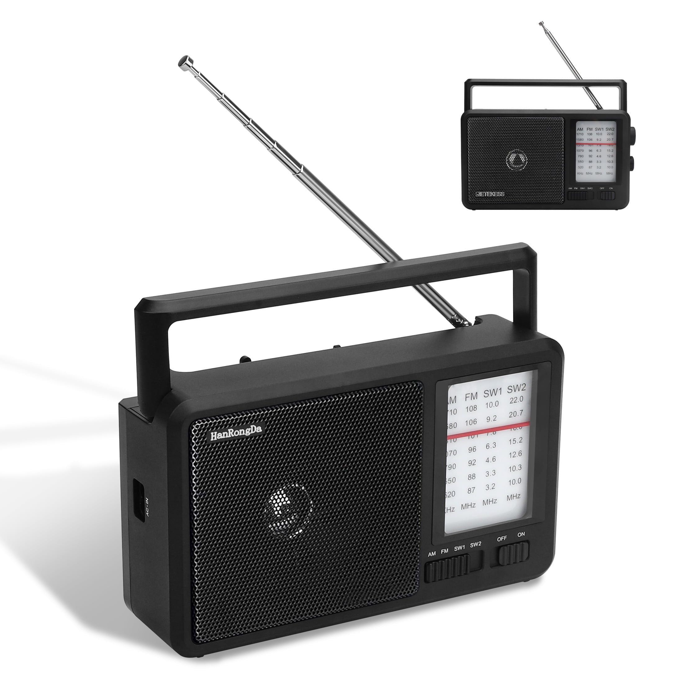 AM FM SW Radio Portable, TSV Shortwave Radio Battery Powered/Plug in ...