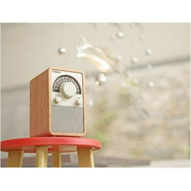 Sangean AM FM Wooden Cabinet Table Top Radio with AUX Input, Deep Bass ...