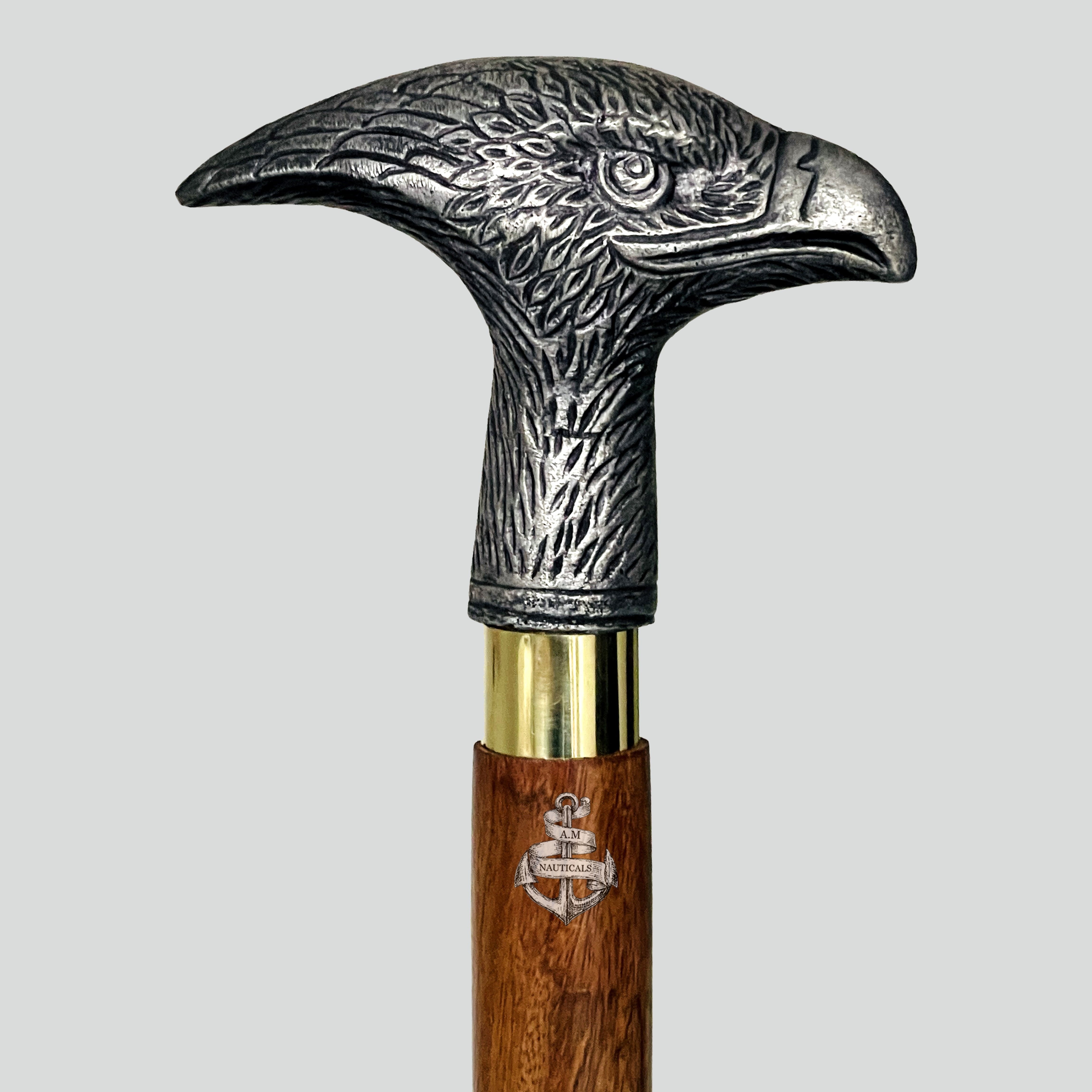 AM NAUTICALS Walking Cane Eagle Head Handle Wooden Walking Stick for ...