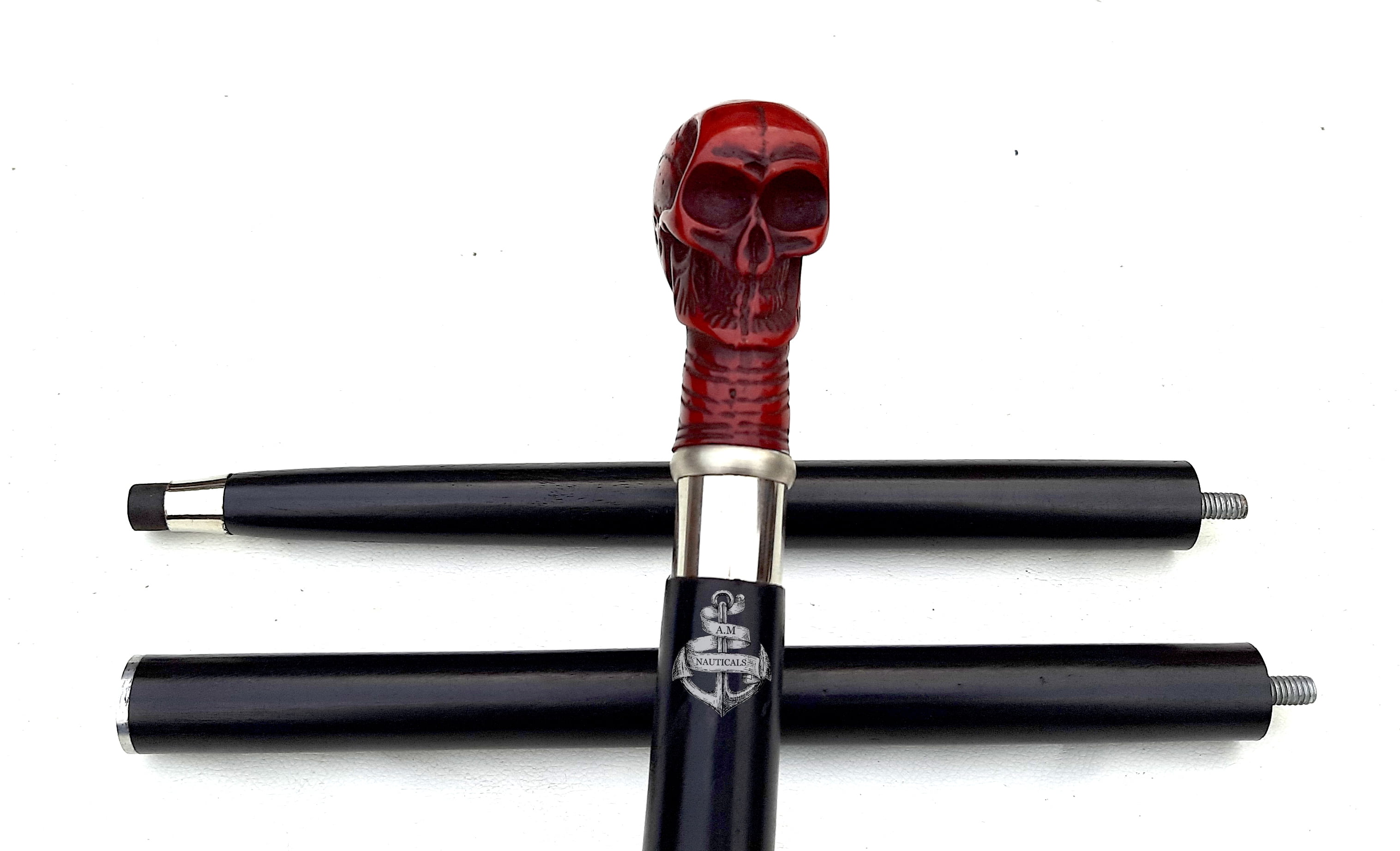 AM NAUTICALS Walking Stick Skull Head Handle Wooden Walking Canes For ...
