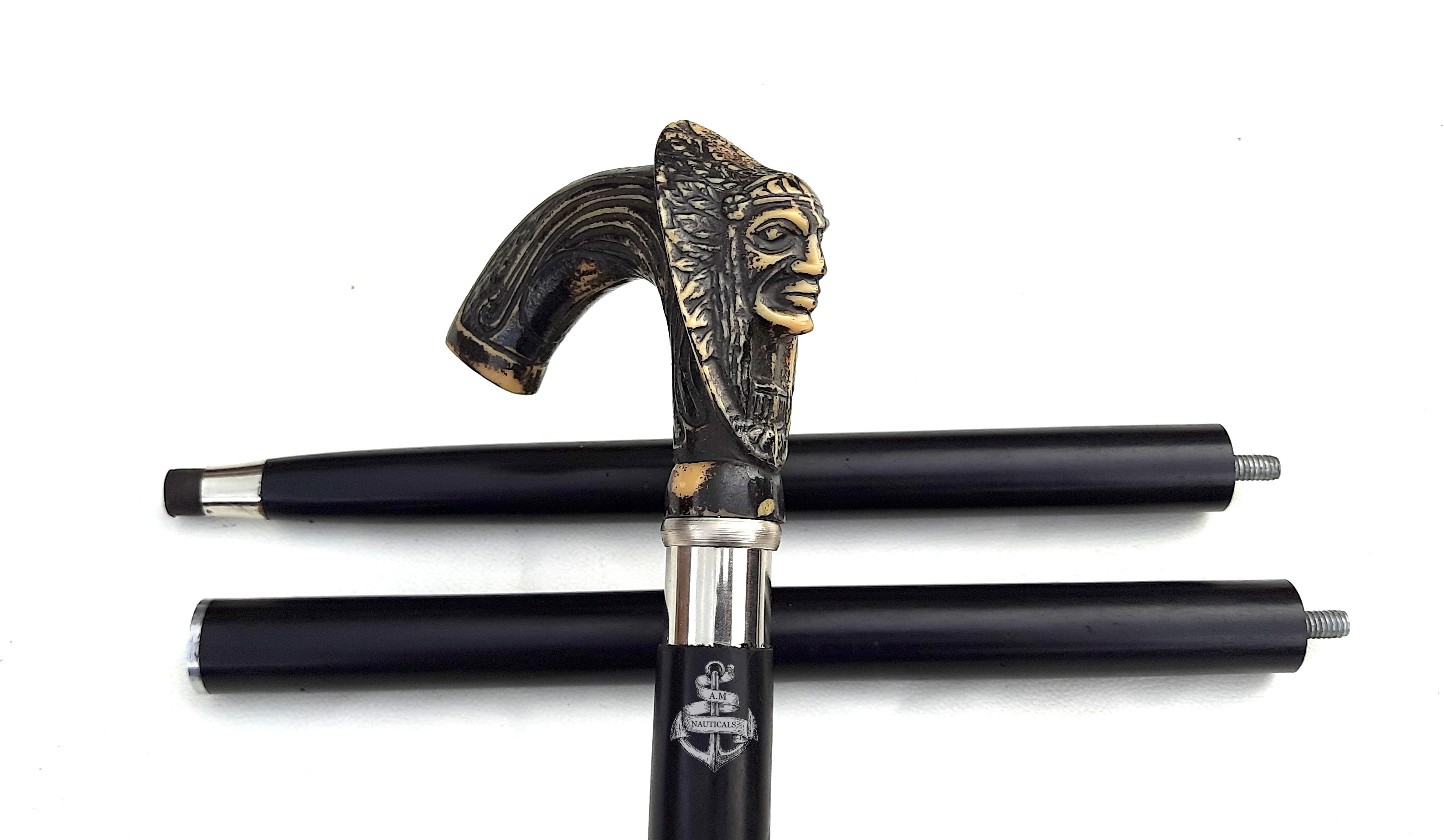 AM NAUTICALS Wild Man Head Designer Wooden Walking Cane For Men and ...