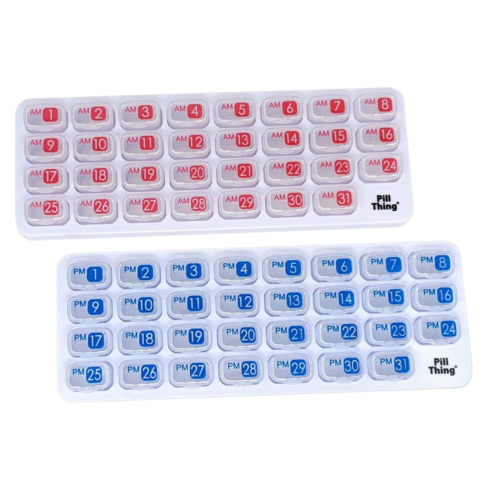 AM/PM Monthly Pill Organizer Tray with 31 Morning and Daily Removable ...
