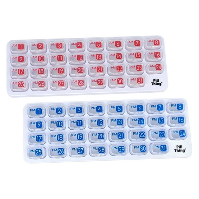 AM/PM Monthly Pill Organizer Tray with 31 Morning and Daily Removable ...