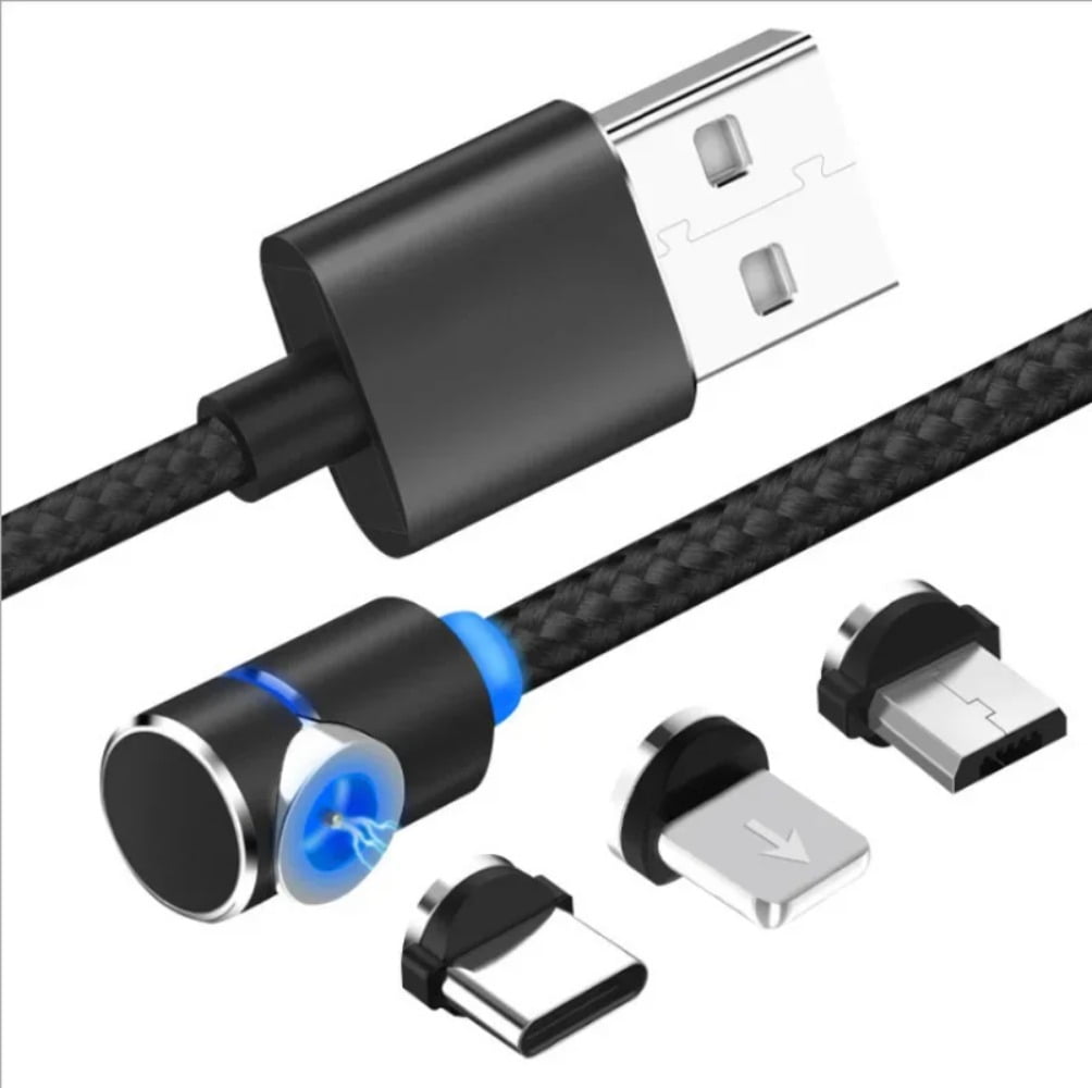 AM30 1M 90 Degree Magnetic Cable , Nylon LED Micro USB Cable & USB Type-C USB C Cable for iPhone ...