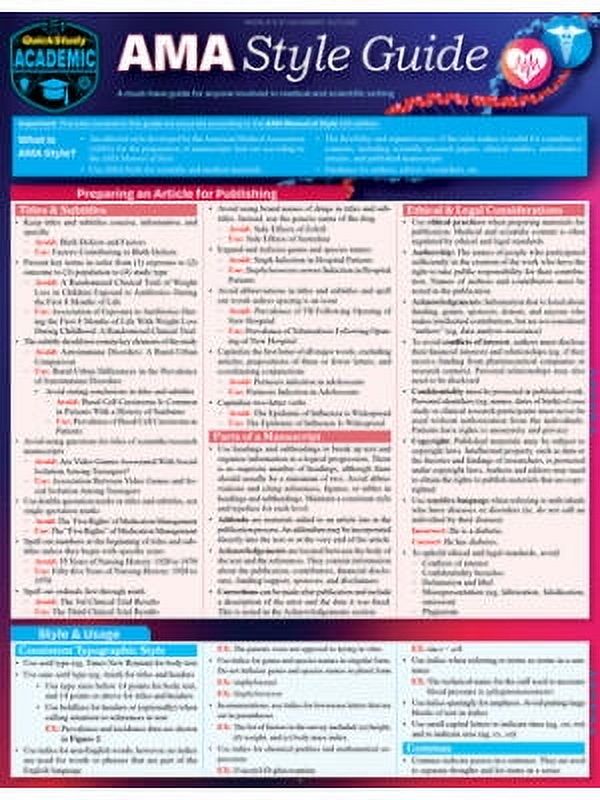 AMA Style Guide for Science & Medical Writing : Quickstudy Laminated ...