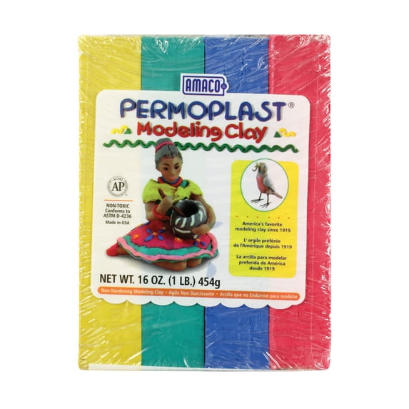 AMACO Permoplast Non-Toxic Modeling Clay Set, 1 lb, Assorted Color, Set ...