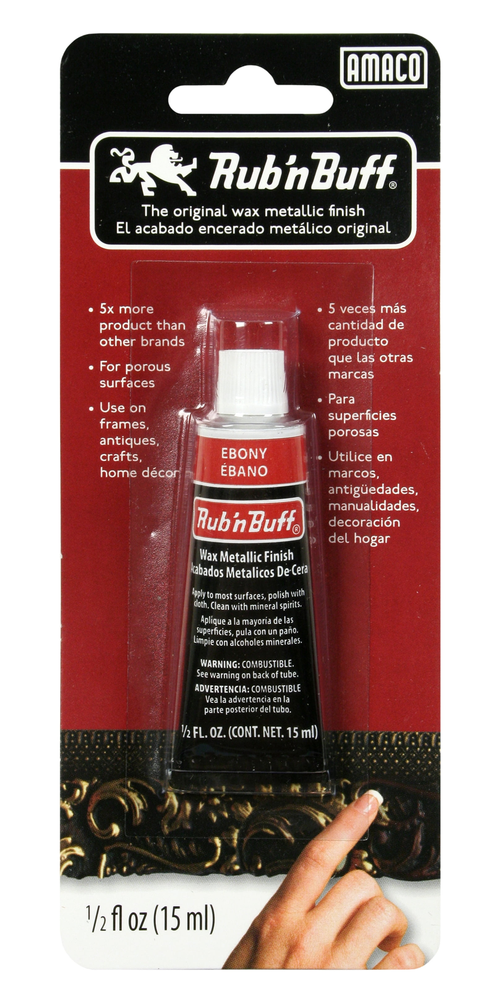 Amaco Craft Art Deco Antique Rub 'n Buff Metallic Finishes Ebony 1/2 oz ...