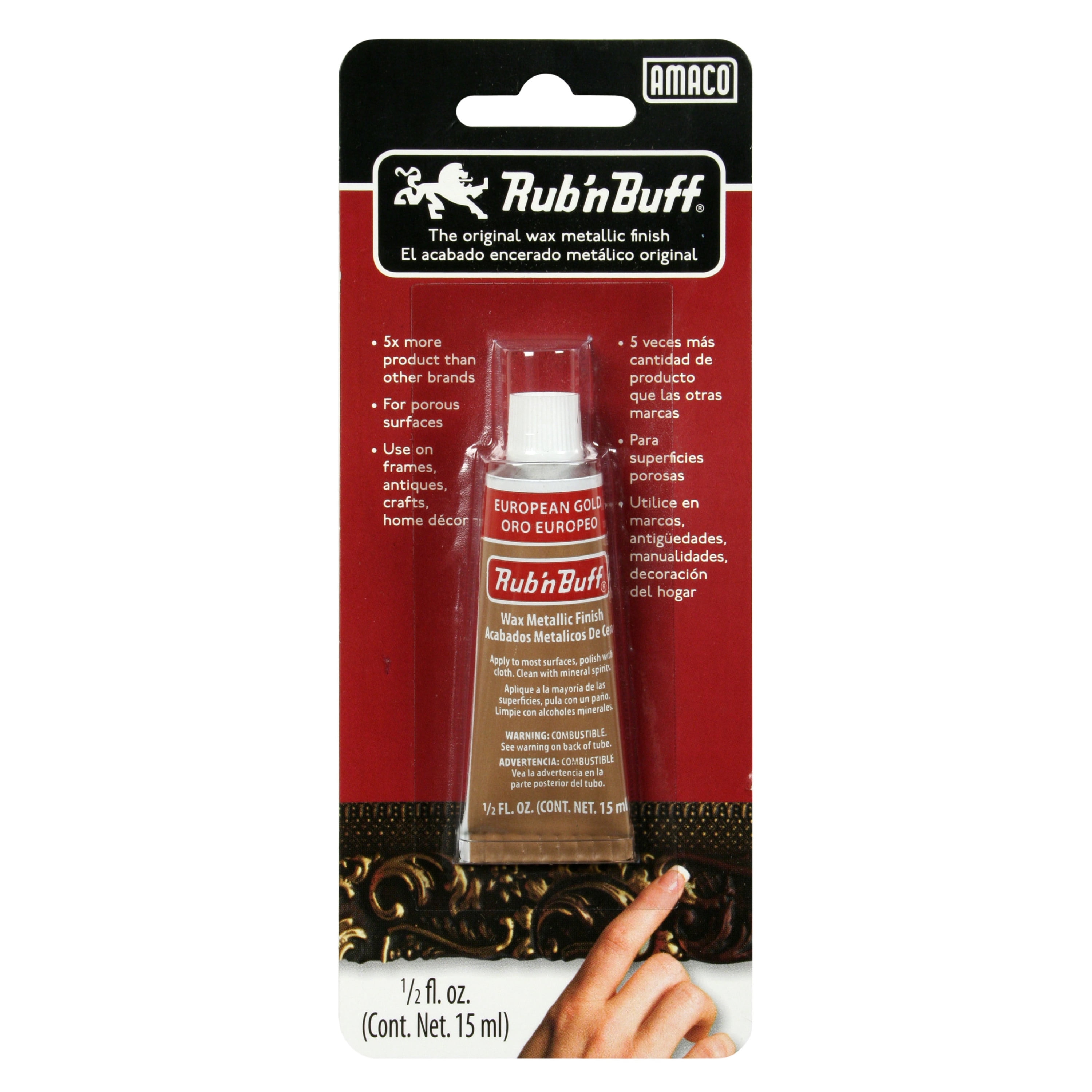 Amaco Craft Wax Rub 'n Buff Metallic Finishes European Gold 1/2 oz ...