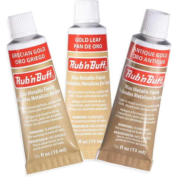 AMACO Rub n Buff Wax Metallic Finish Kit - Antique, Grecian, Gold Leaf ...