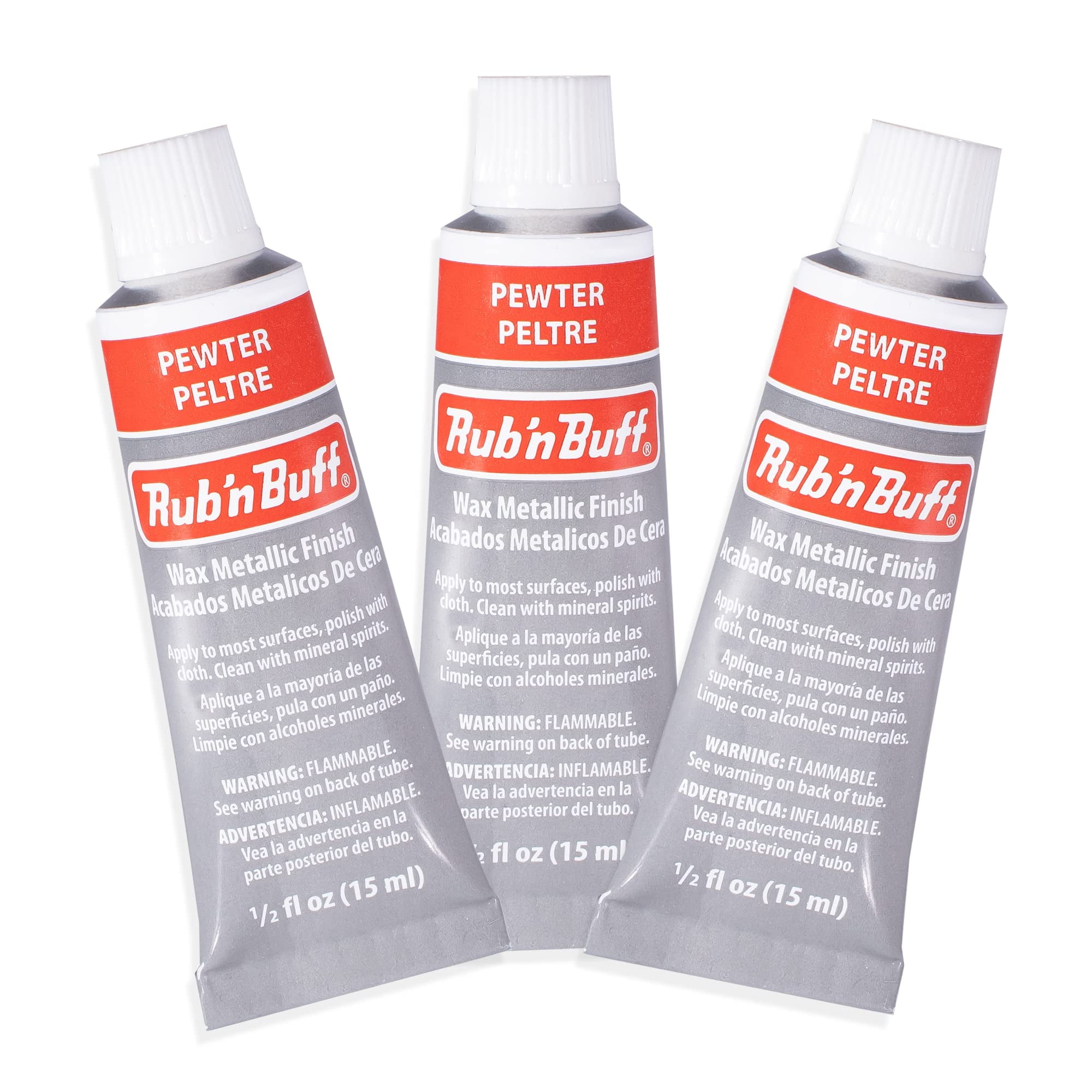 AMACO Rub n Buff Wax Metallic Finish - 3 Rub n Buff Pewter 15ml Tubes ...