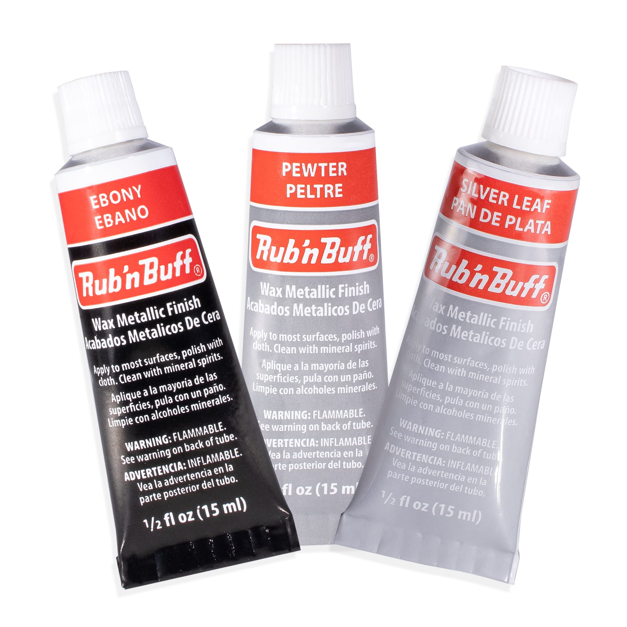 AMACO Rub n Buff Wax Metallic Finish Grey Kit - Ebony Silver Leaf and ...