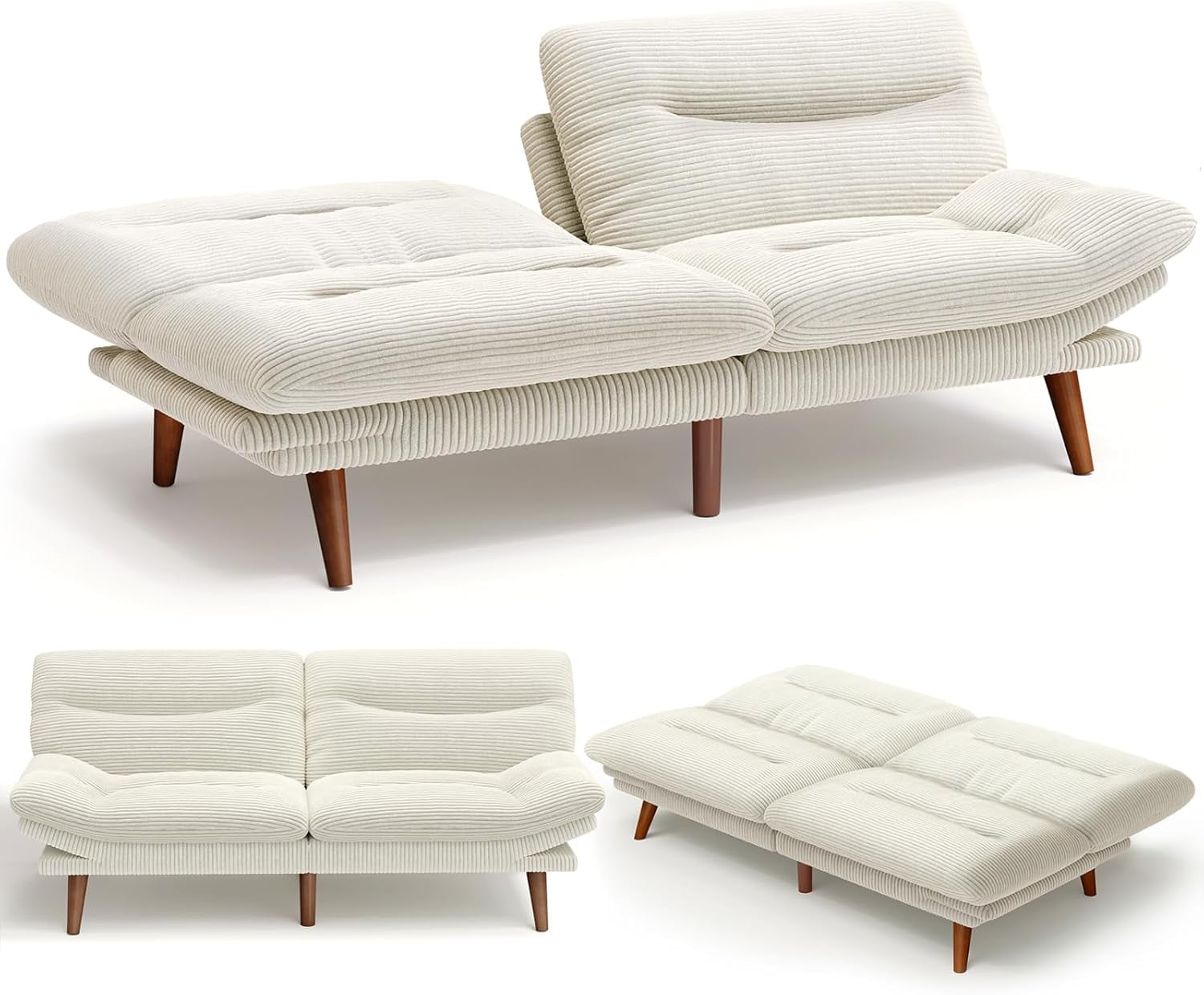 AMADA HOMEFURNISHING 75" Futon Sofa Bed,Vintage Couch with Adjustable ...